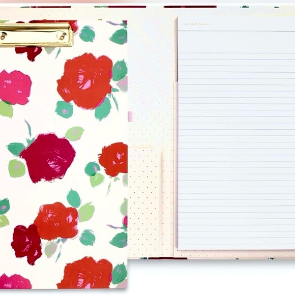 kate spade | Other | Nwt Kate Spade Clipboardfolio Brushy Rose Pattern ...